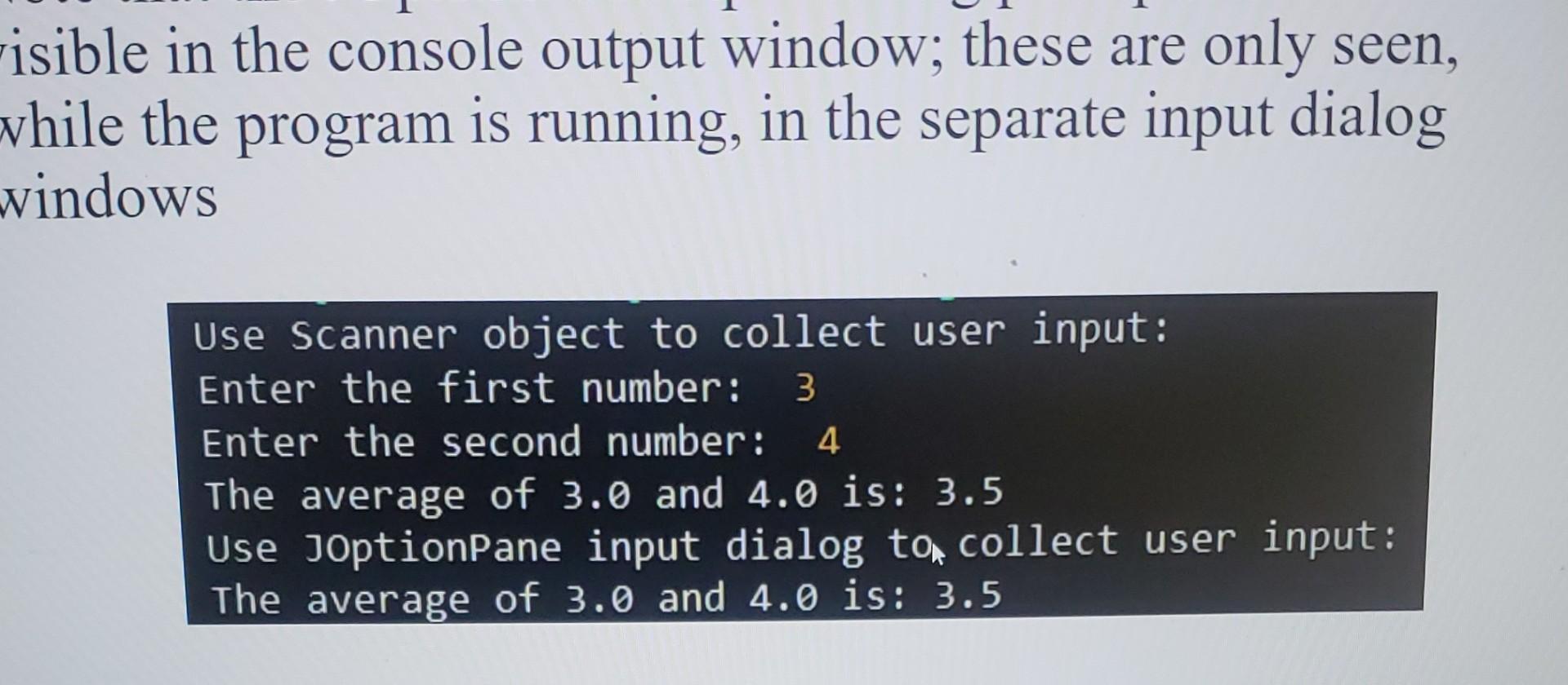 Solved isible in the console output window; these are only | Chegg.com
