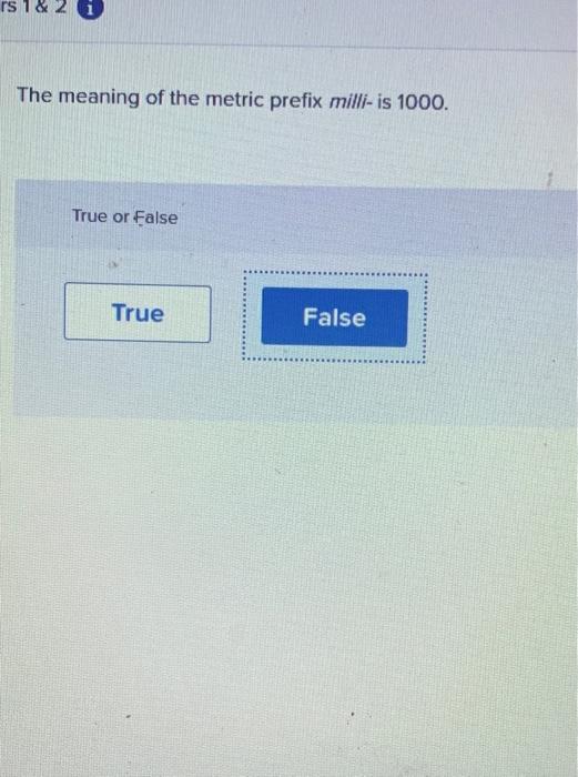 Solved rs The meaning of the metric prefix milli- is 1000. | Chegg.com
