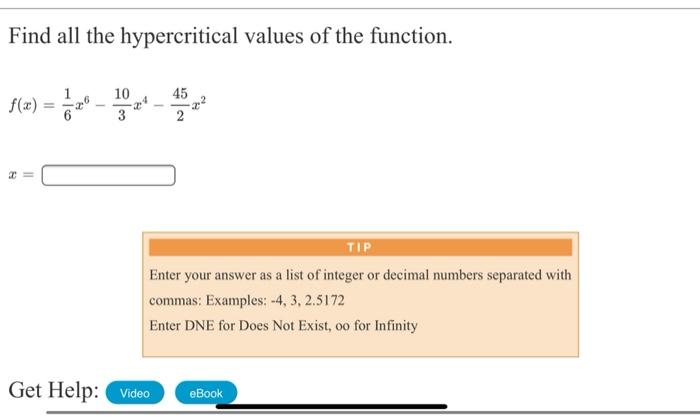 Solved Find all the hypercritical values of the function. | Chegg.com