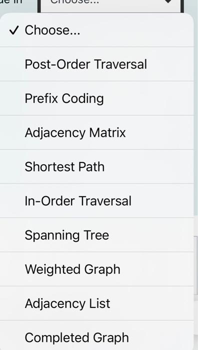 Solved ∨ Choose... Post-Order Traversal Prefix Coding | Chegg.com