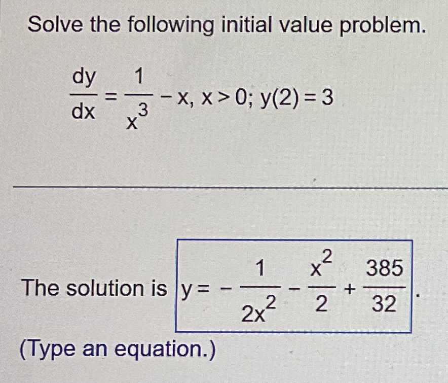 Solved Solve the following initial value | Chegg.com