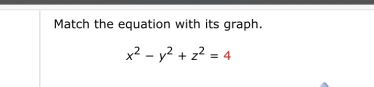 Solved Match the equation with its graph.x2-y2+z2=4 | Chegg.com