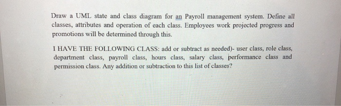 Solved Draw a UML state and class diagram for an Payroll | Chegg.com