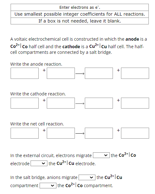 Solved A voltaic electrochemical cell is constructed in | Chegg.com