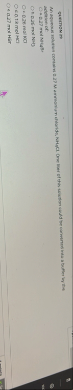 Solved An aqueous solution contains 0.27 ﻿M ammonium | Chegg.com
