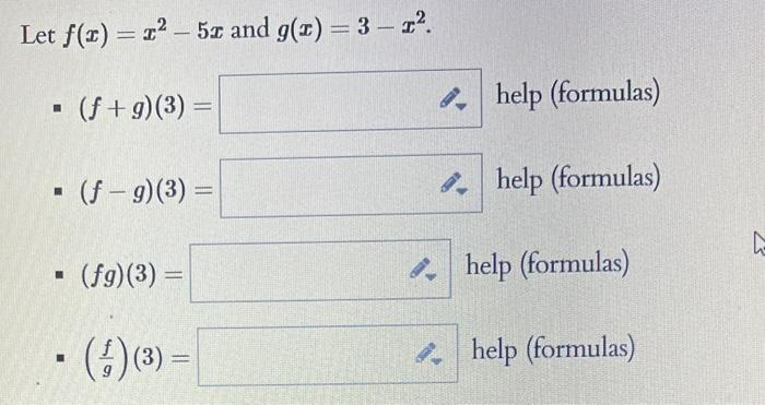 Solved et f(x)=x2−5x and g(x)=3−x2 \begin{tabular}{rr} | Chegg.com