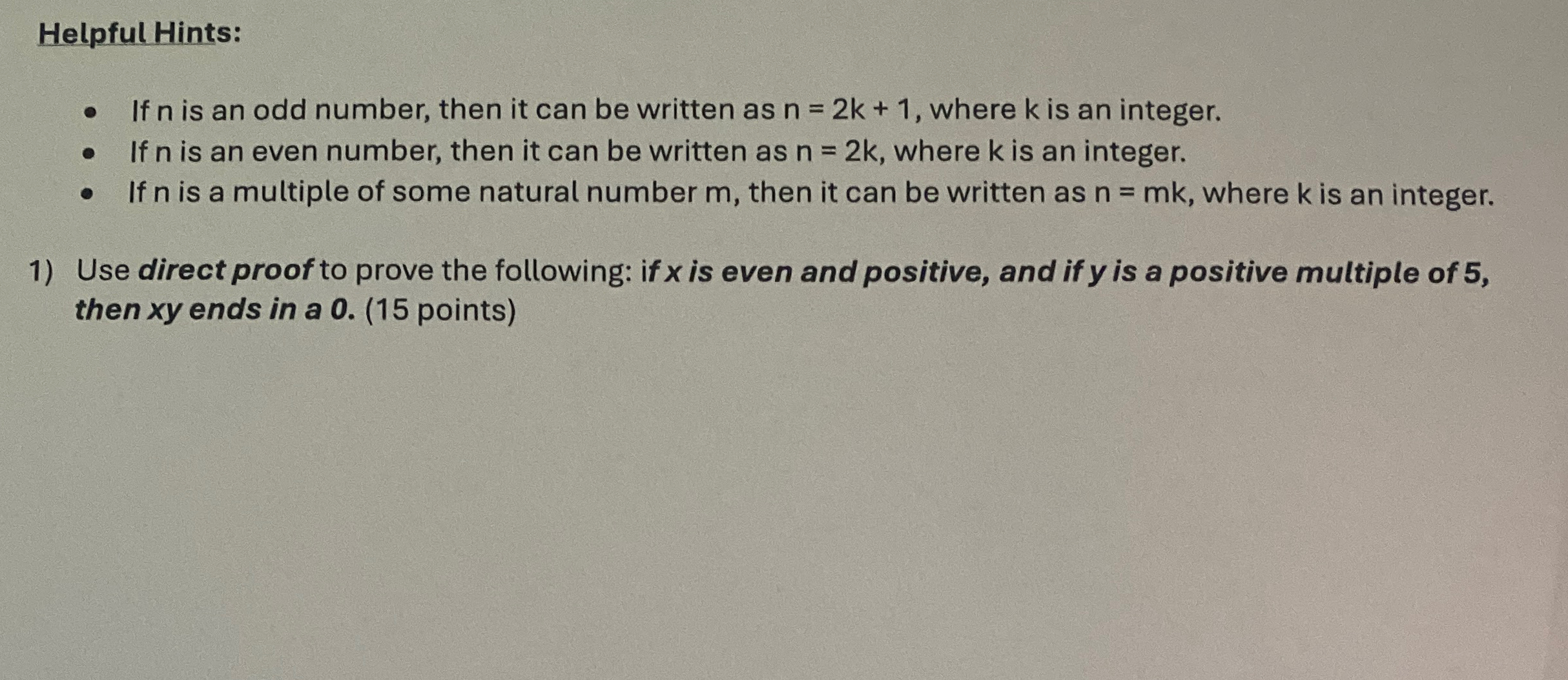 Solved by an EXPERT Helpful Hints:If n ﻿is an odd number, then it can be | Chegg.com