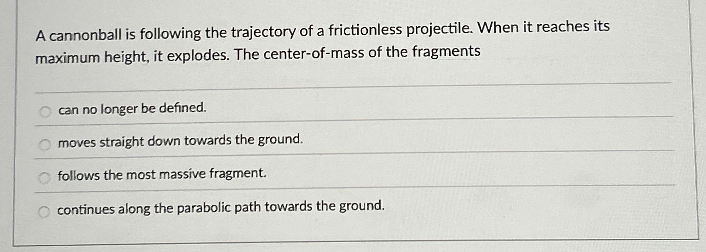 Solved A cannonball is following the trajectory of a | Chegg.com