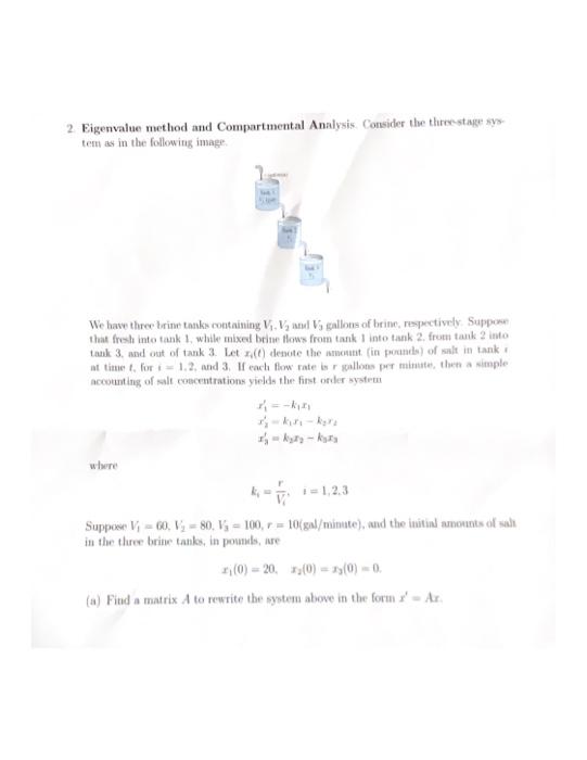 Solved 2. Eigenvalue method and Compartmental Analysis. | Chegg.com