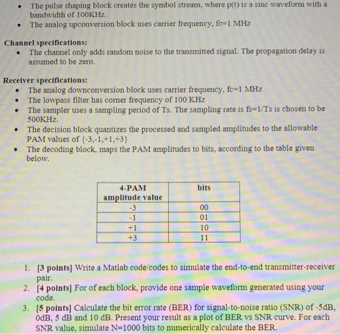 [15 points] Consider a 4-PAM communication system | Chegg.com