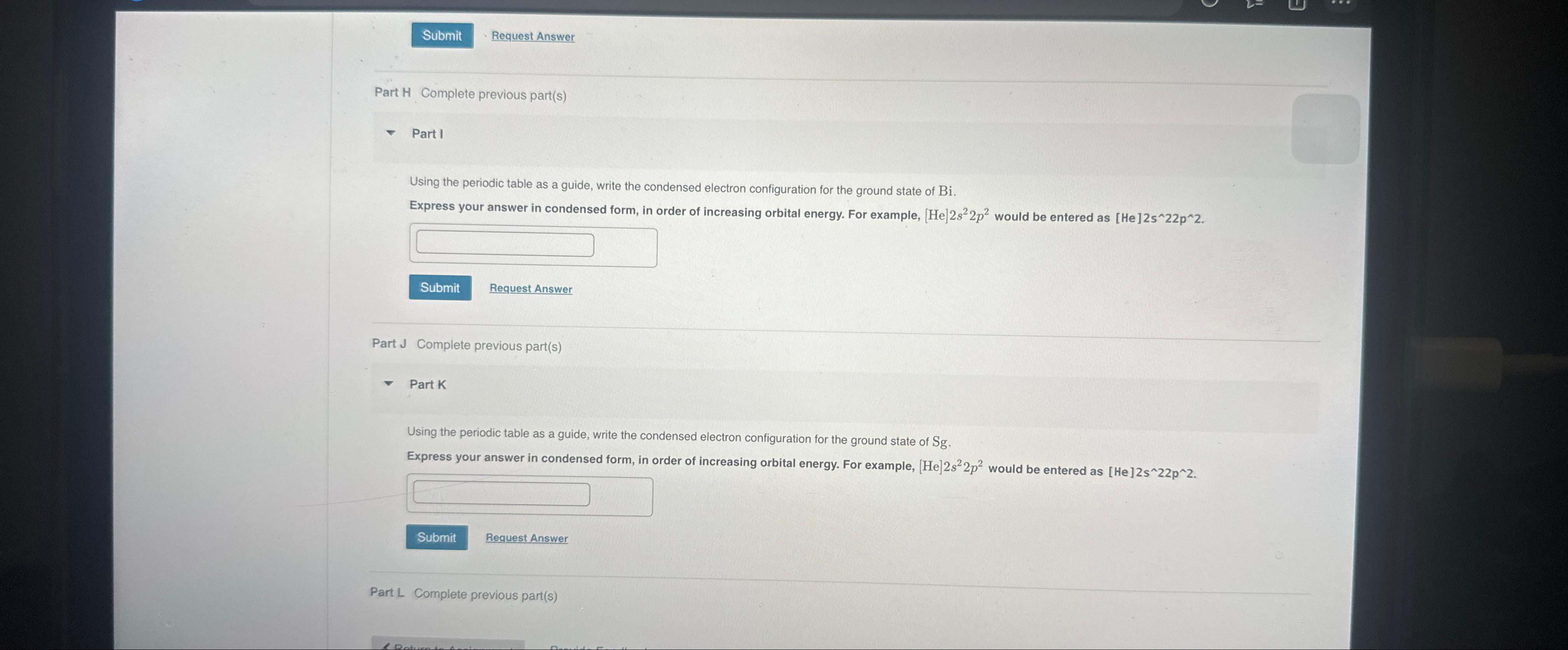 Solved Request AnswerPart H Complete previous part(s)Part | Chegg.com