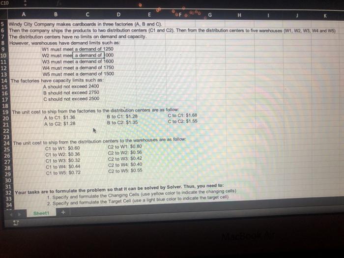Solved 1 - C10 9 % fo Conditional Format CH Formatting as | Chegg.com