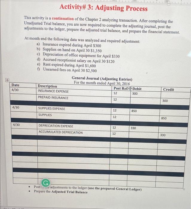 Solved This activity is a continuation of the Chapter 2 | Chegg.com