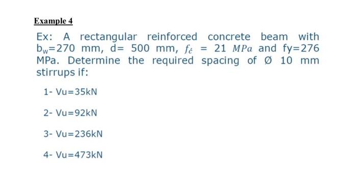 Solved Example 4 Ex: A rectangular reinforced concrete beam | Chegg.com