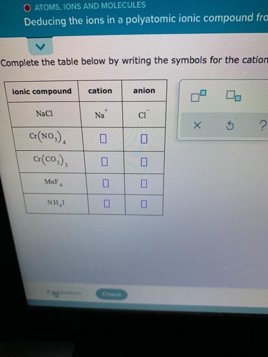 Solved O ATOMS, IONS AND MOLECULES Deducing the ions in a | Chegg.com