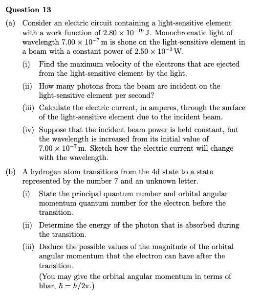 Solved Question 13(a) ﻿Consider an electric circuit | Chegg.com