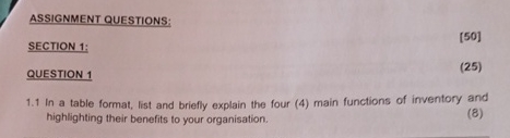 Solved ASSIGNMENT QUESTIONS:SECTION 1:[50]QUESTION 1(25)1.1 | Chegg.com