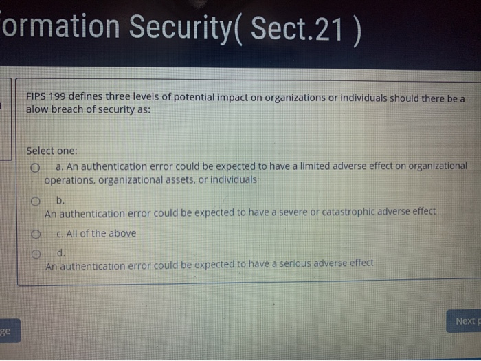 Solved Formation Security( Sect.21 ) FIPS 199 defines three | Chegg.com