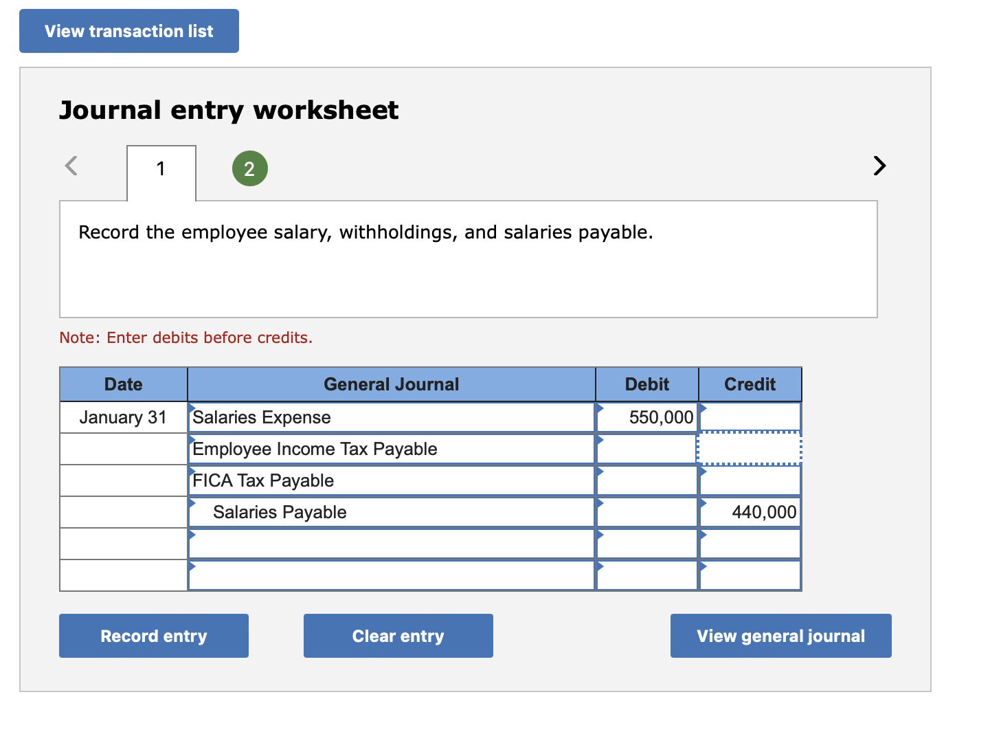 Solved Journal entry worksheetRecord the employee salary, | Chegg.com