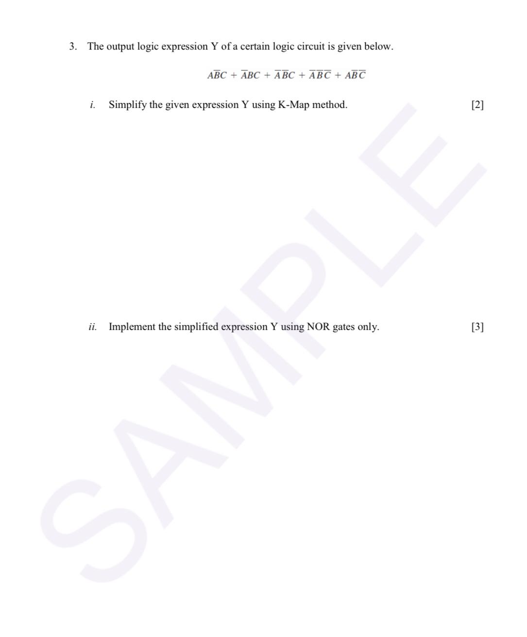 Solved The Output Logic Expression Y ﻿of A Certain Logic 