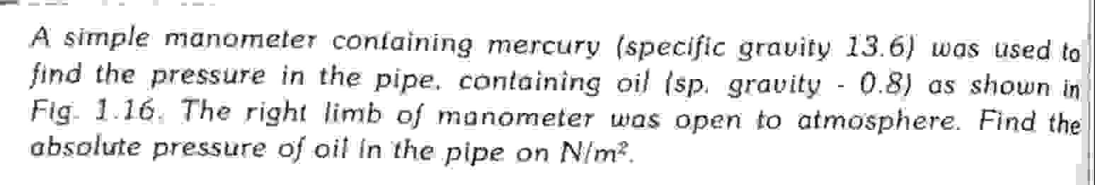 Solved A simple manometer confaining mercury (specific | Chegg.com