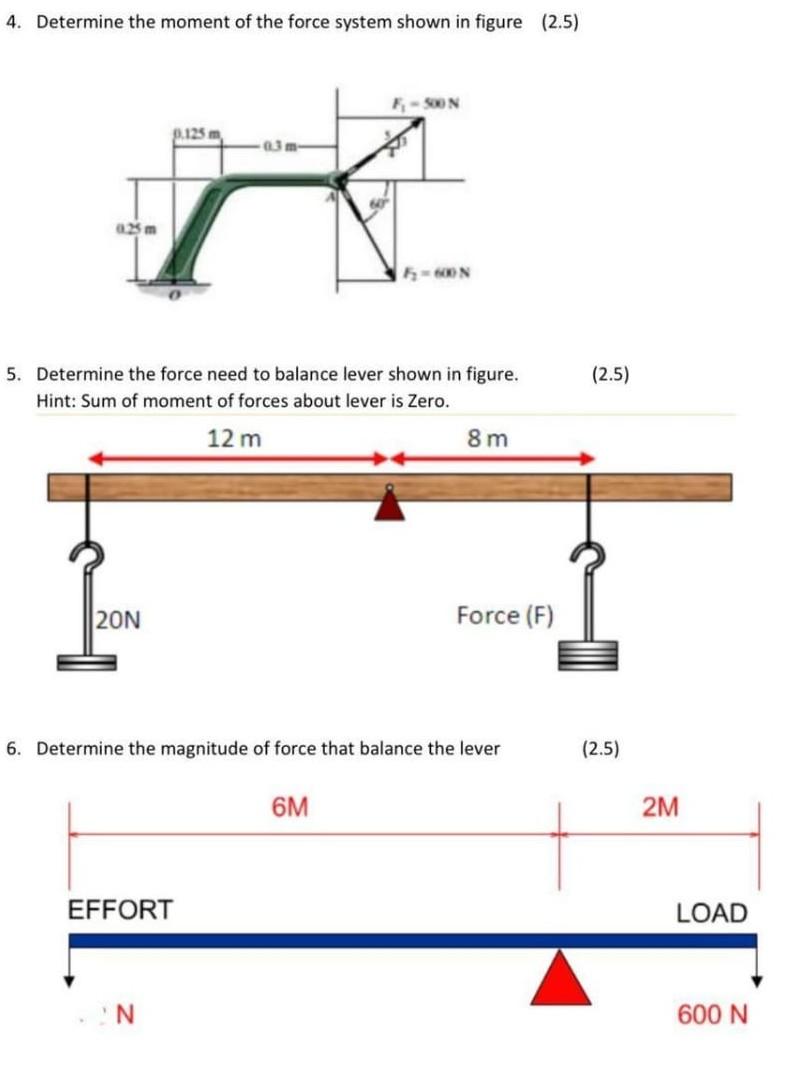 Solved 4. Determine the moment of the force system shown in | Chegg.com