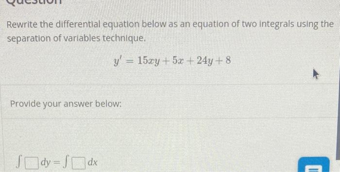 Solved Rewrite the differential equation below as an | Chegg.com