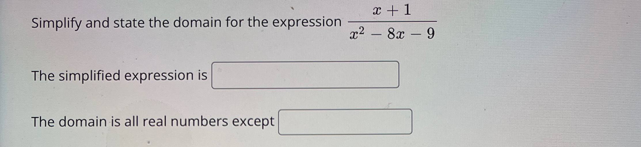 Solved Simplify and state the domain for the expression | Chegg.com