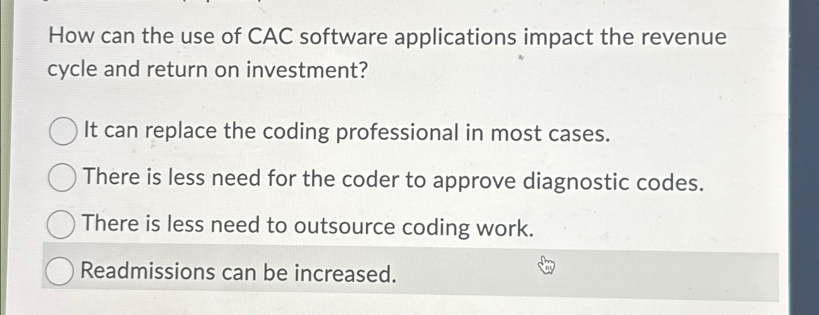 Solved How can the use of CAC software applications impact | Chegg.com