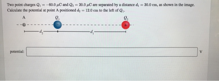 Solved Two point charges Q1 = -60.0 C and Q2 =20.0 xC are | Chegg.com