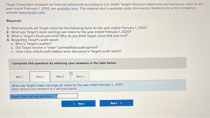 Target Corporation prepares its financial statements | Chegg.com