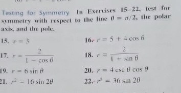 Solved Testing for Symmetry In Exercises 15-22, ﻿test for | Chegg.com