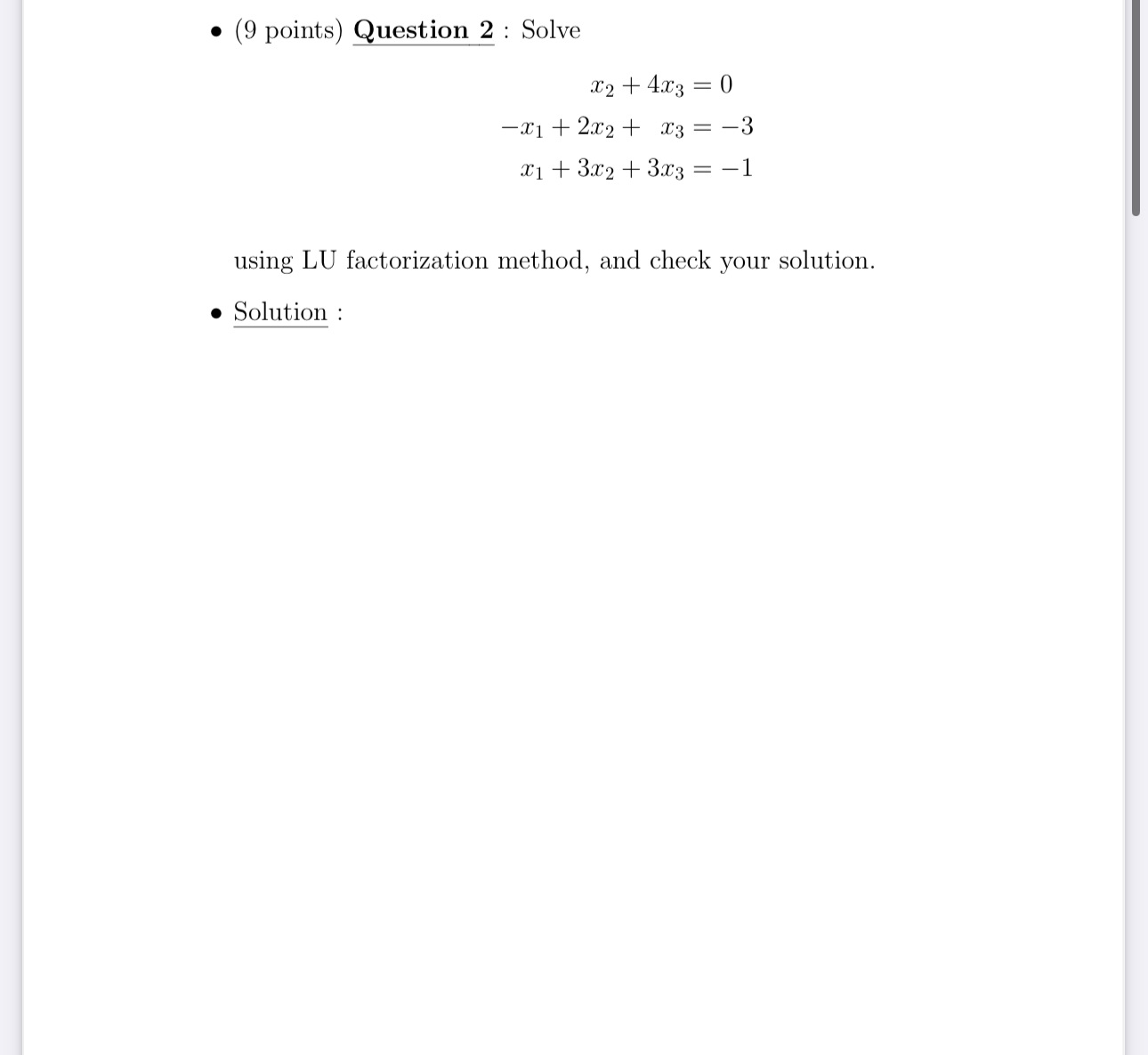 Solved (9 ﻿points) ﻿Question 2 ﻿: | Chegg.com
