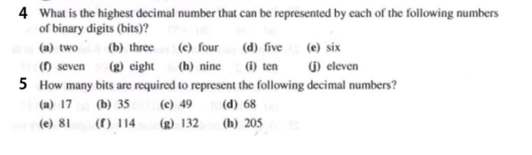 Solved 4 What is the highest decimal number that can be | Chegg.com