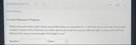Solved Question 8 ﻿of 16-1View PoliciesCurrent Attempt in | Chegg.com