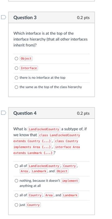 Solved Which interface is at the top of the interface | Chegg.com