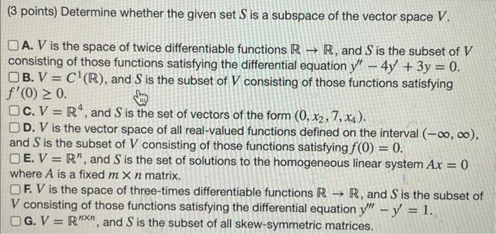 Solved 3 Points Determine Whether The Given Set S Is A
