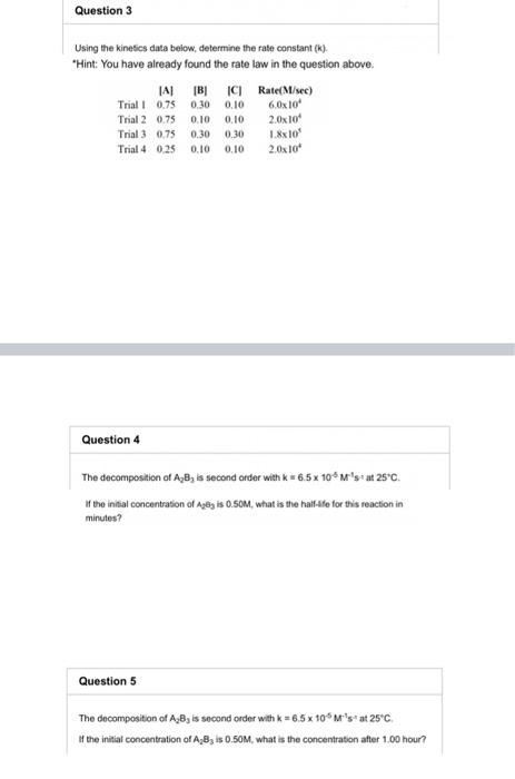 Solved Question 1 Consider the data below. The order for Ais | Chegg.com