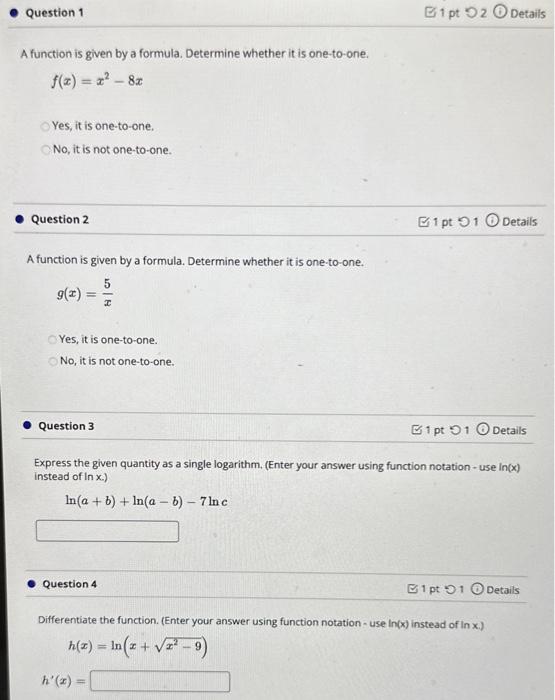 Solved A function is given by a formula. Determine whether | Chegg.com