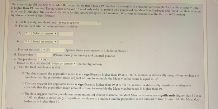 Solved The commercial for the new Meat Man Barbecue claims | Chegg.com