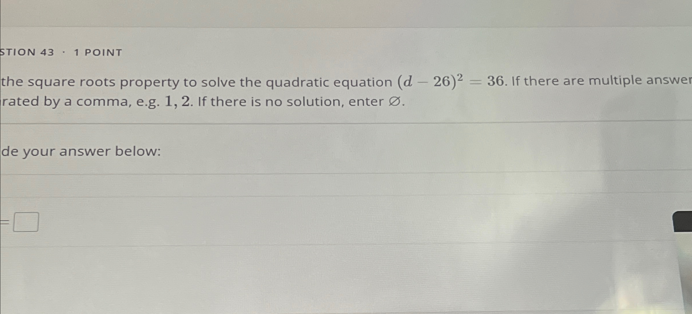 Solved the square roots property to solve the quadratic | Chegg.com