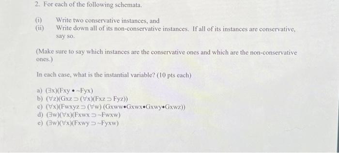 2. For each of the following schemata. (i) Write two | Chegg.com
