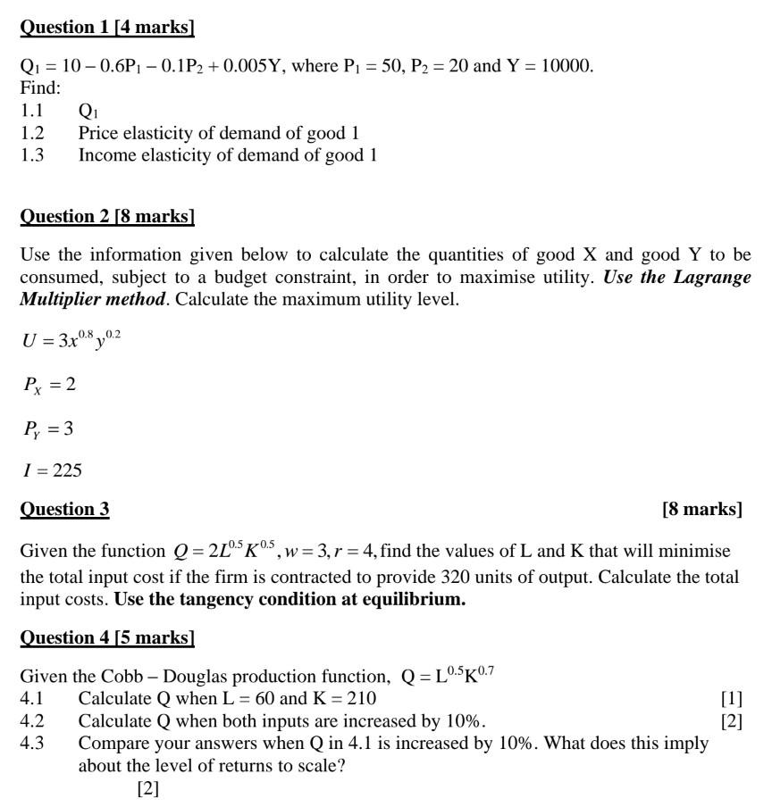 Solved Q1=10−0.6P1−0.1P2+0.005Y, where P1=50,P2=20 and | Chegg.com