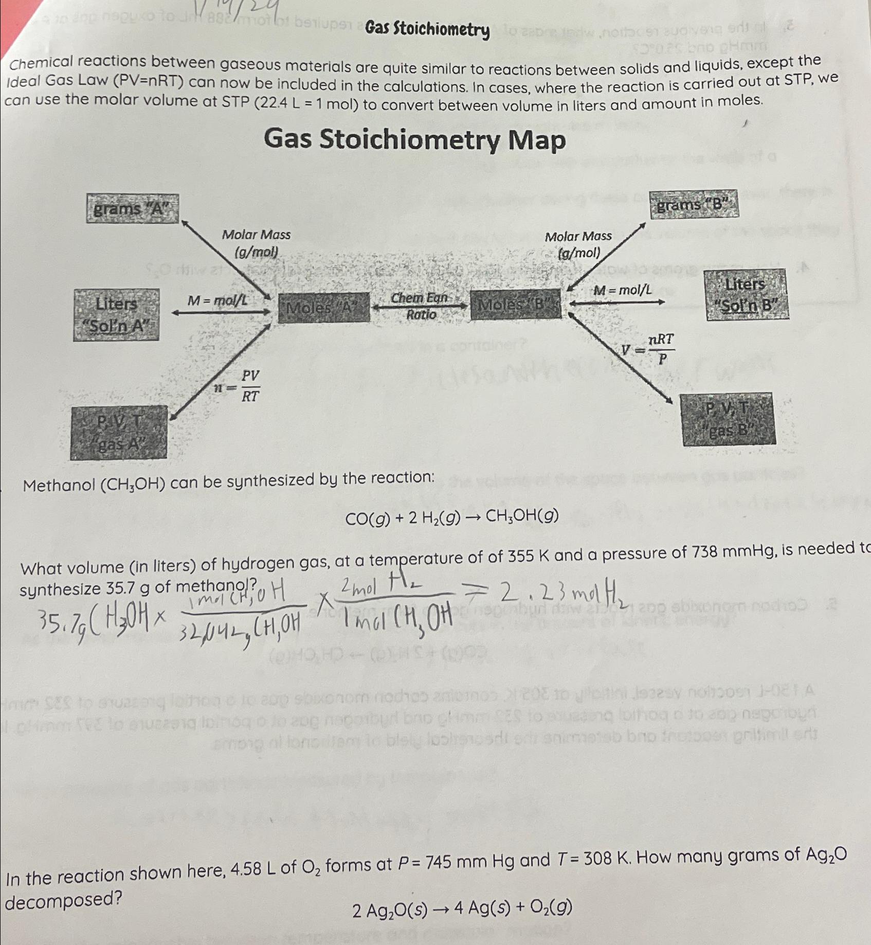 Solved Gas StoichiometryChemical reactions between gaseous | Chegg.com