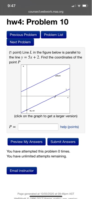 Solved 9:47 courses1.webwork.maa.org hw4: Problem 10 | Chegg.com