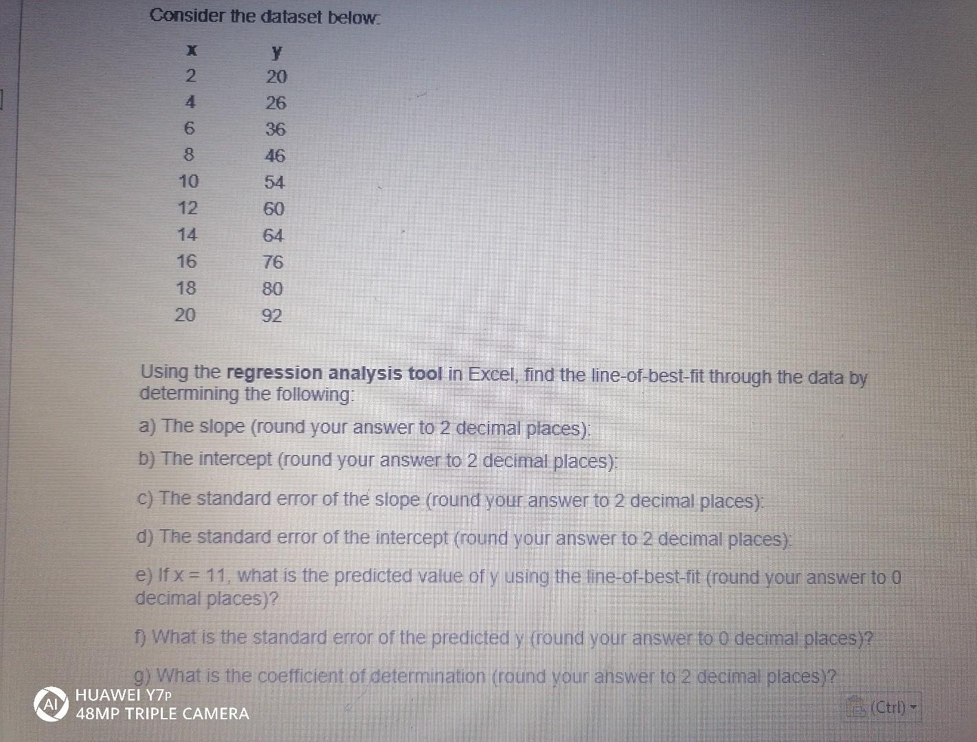 Solved Consider The Dataset Below Using The Regression Chegg
