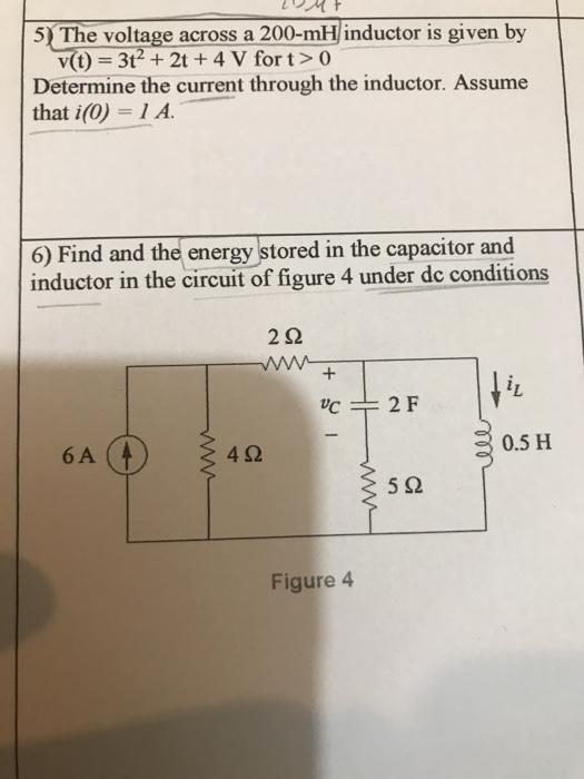 Solved 5) The voltage across a 200-mH inductor is given by | Chegg.com