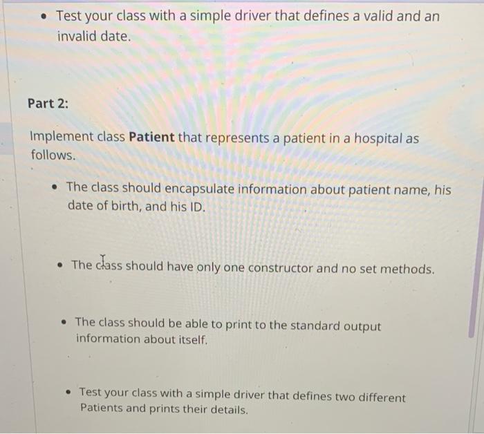 Solved Part 1: 5 Implement class MyDate that represents a | Chegg.com