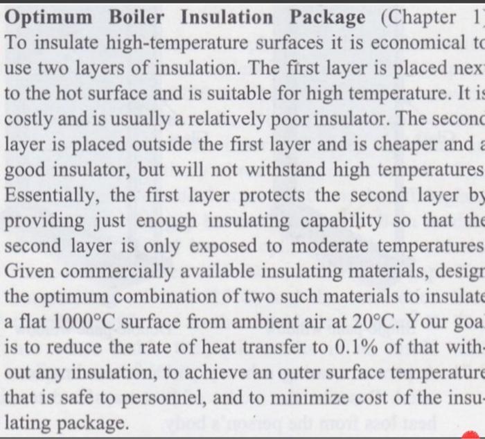 Solved Optimum Boiler Insulation Package (Chapter 1 To | Chegg.com