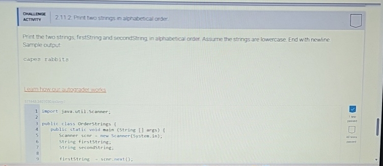 Solved Cmallengeactivity2112 Print Two Strings In 